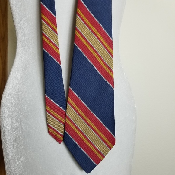 Vintage | Accessories | Vintage 97s Red Yellow And Blue Striped Tie ...